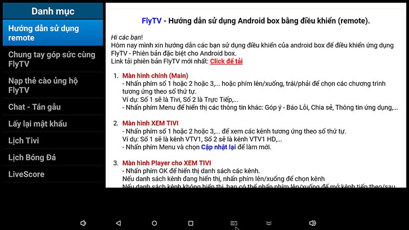 FlyTV ứng dụng xem truyền hình miễn phí trên Android TV Box