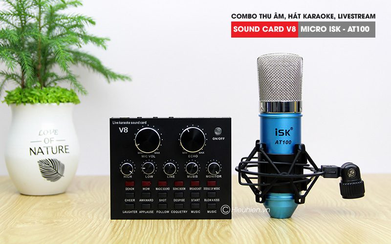 Combo Micro thu âm ISK AT100 + Sound Card V8 giá rẻ, chính hãng