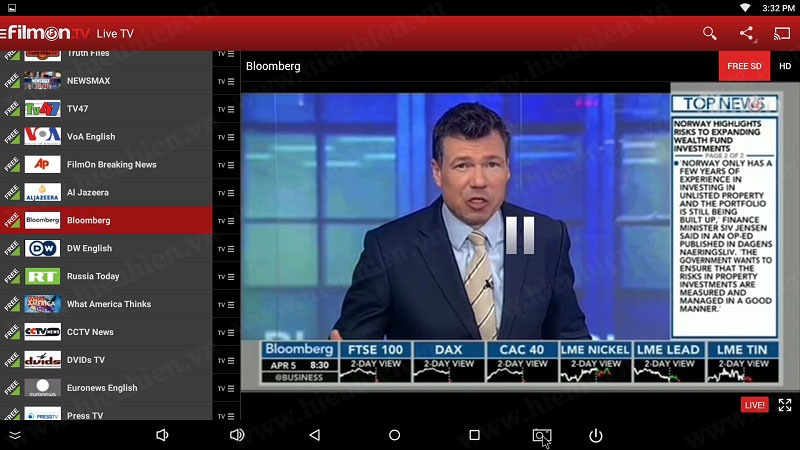 UNO IPTV và FilmOn TV xem truyền hình hải ngoại và quốc tế