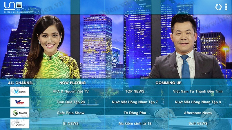 UNO IPTV và FilmOn TV xem truyền hình hải ngoại và quốc tế