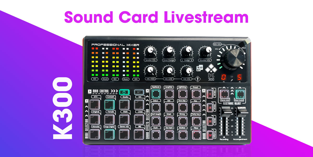 Sound Card Livestream K300 - Thu âm, Karaoke Livestream FB, Bigo live